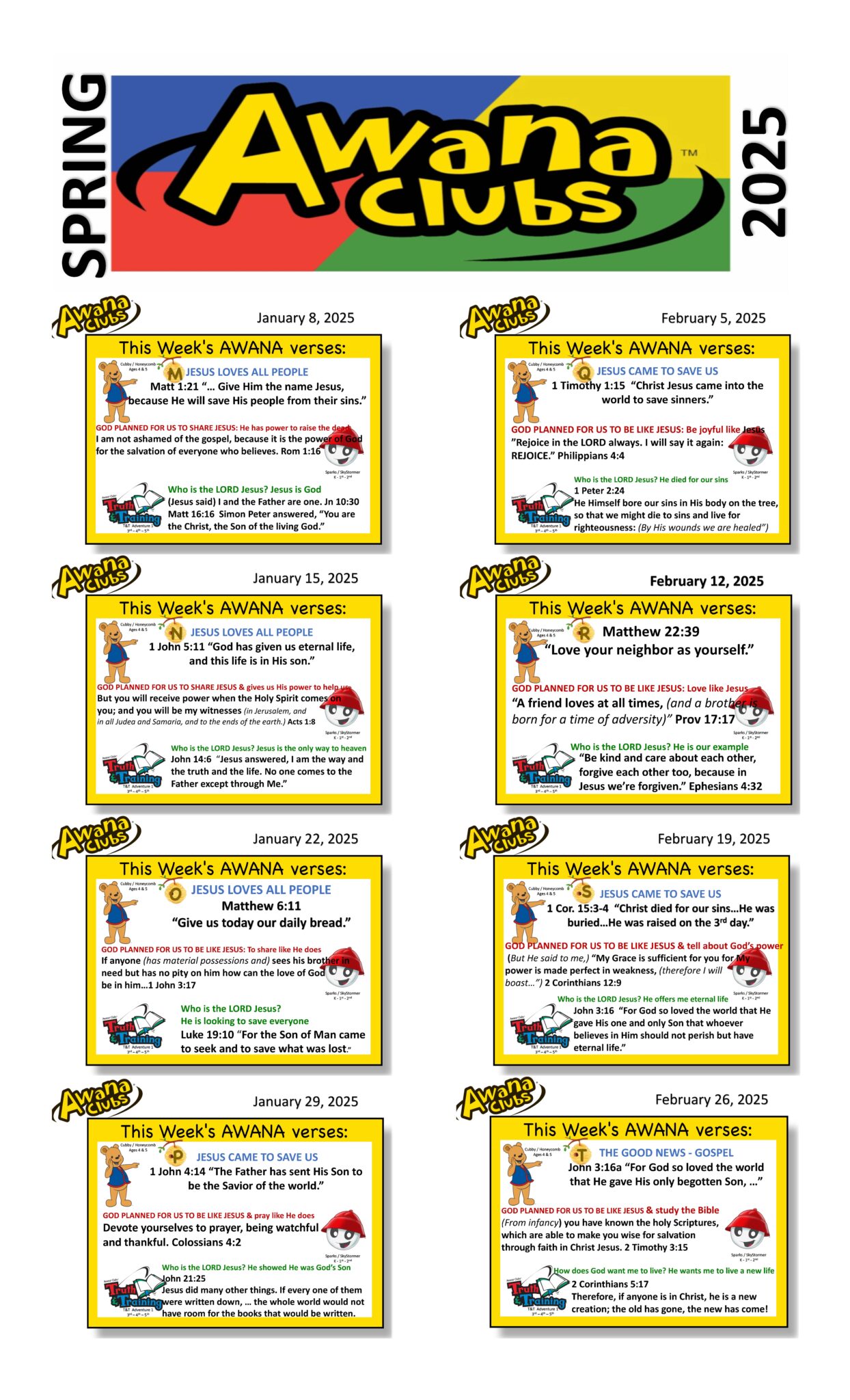 AWANA Verses Spring 2025 - Highland Baptist Church